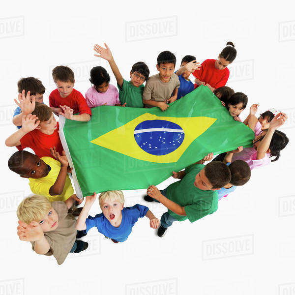 Children holding flag - Royalty-free Stock Photo | Dissolve