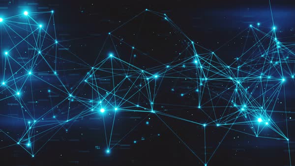 Abstract Flashing Connected Digital Data Nodes And Connection Paths On 1251