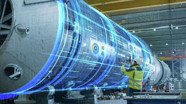 AR Concept: Industrial Engineer Uses Augmented Reality Digital Tablet ...