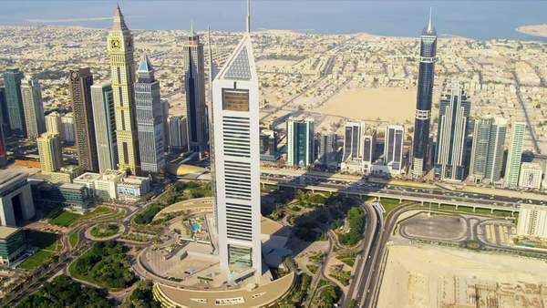 Dubai - November 18: Aerial view Emirates Towers downtown Dubai ...