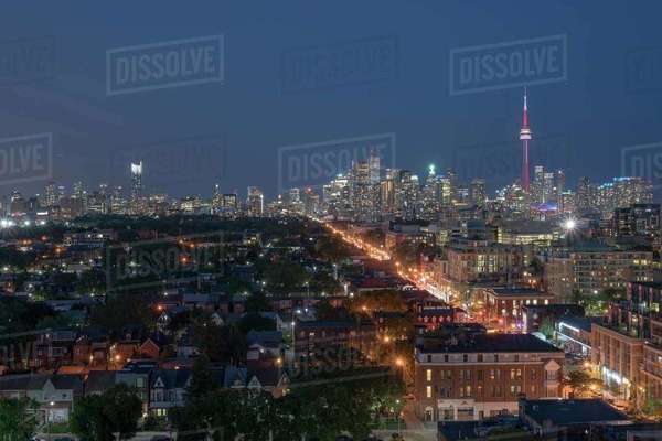 The Skyline of the Canada's largest city at night. Photograph taken ...