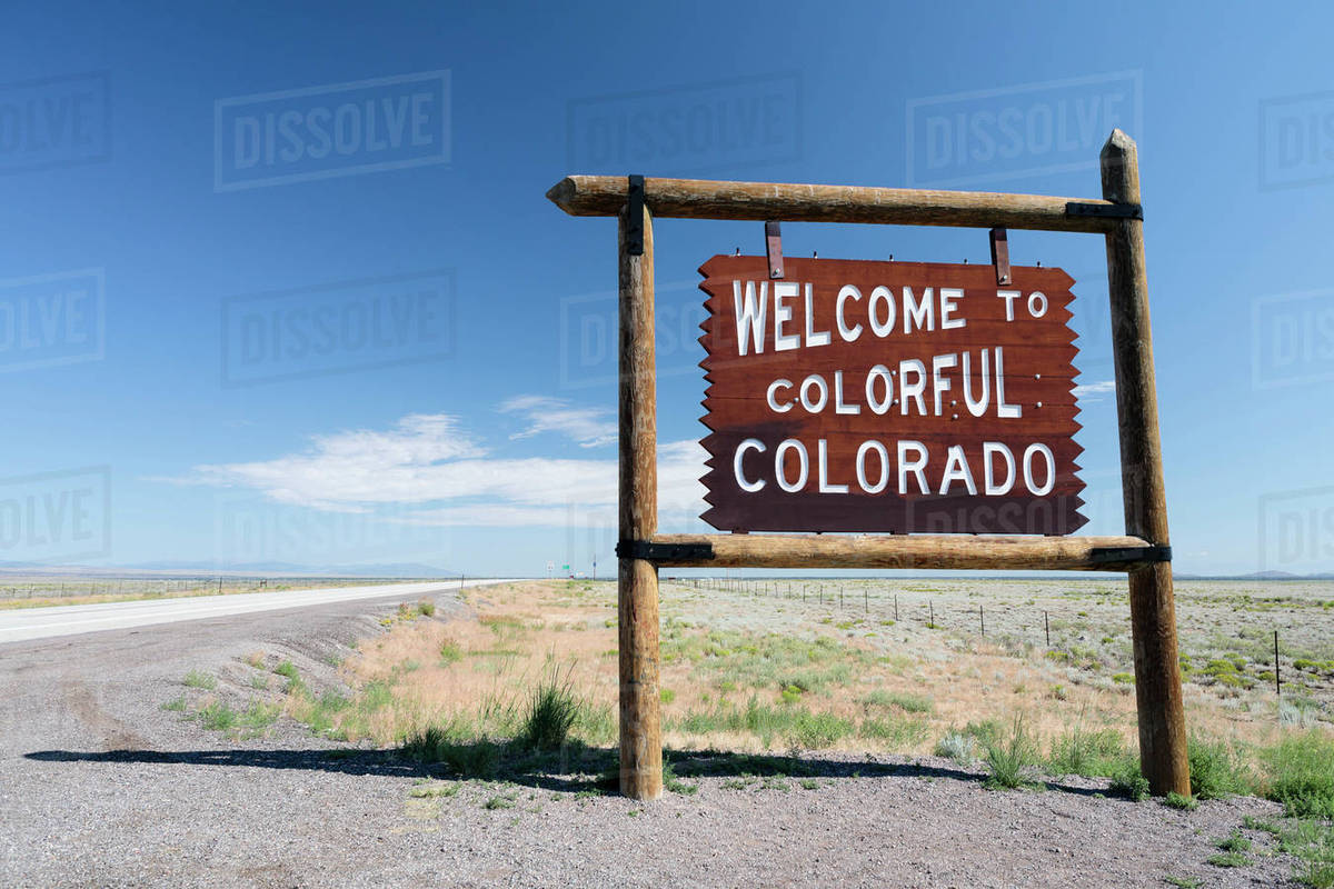 USA, Colorado, New Mexico, Border Highway 285, Clear sky over ...