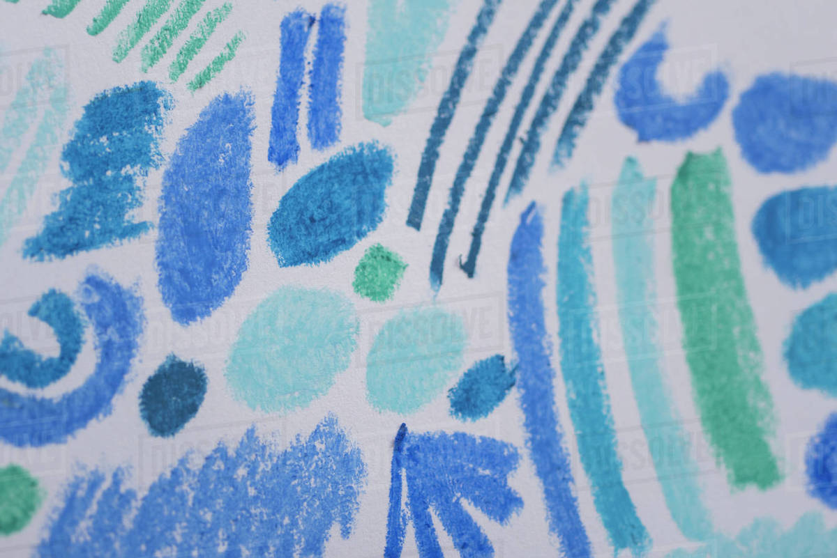 Child's blue toned drawing - Stock Photo - Dissolve