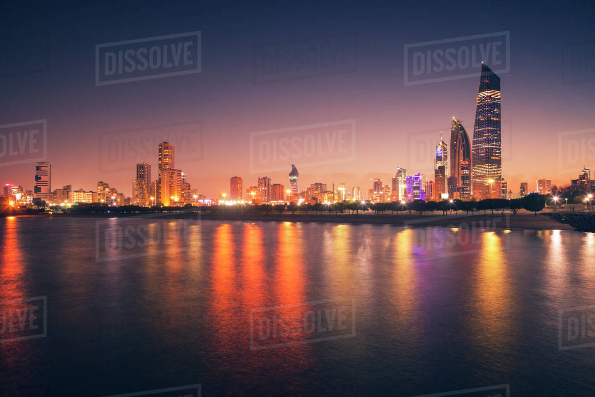 Skyline at sunset in Kuwait City, Kuwait - Royalty-free Stock Photo ...