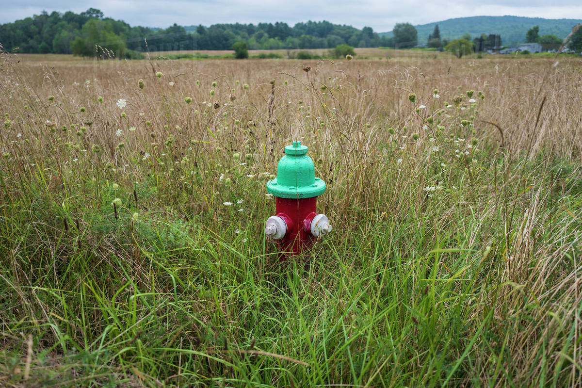 Fire hydrant in field in Dalton, Massachusetts, USA - Stock Photo ...