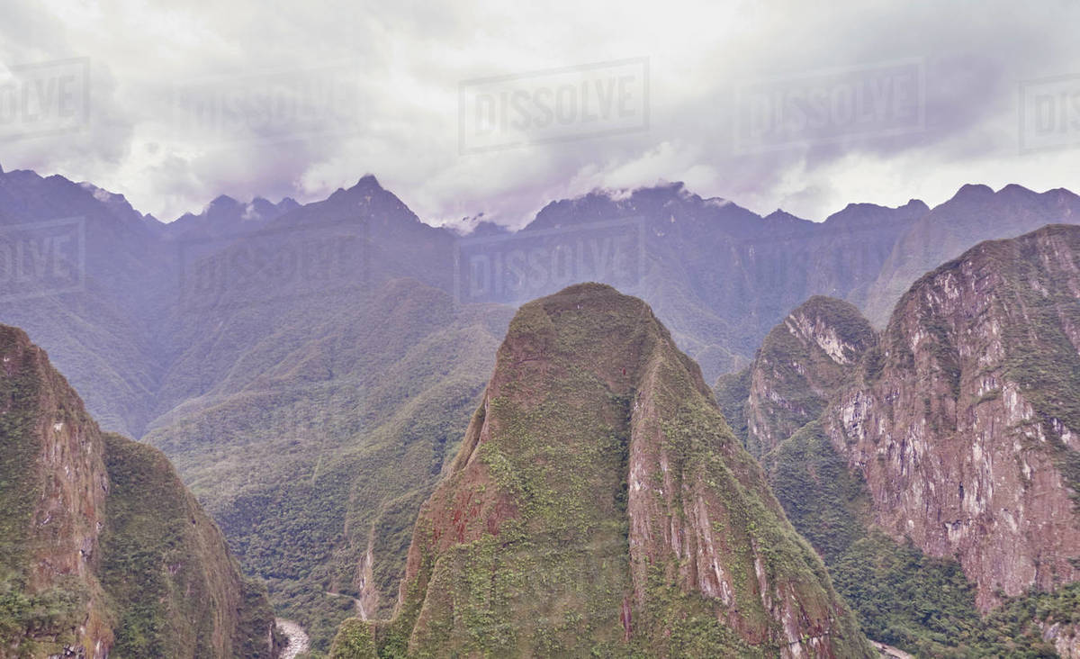 Peru, Machu Pichu, Scenic view of mountains - Stock Photo - Dissolve