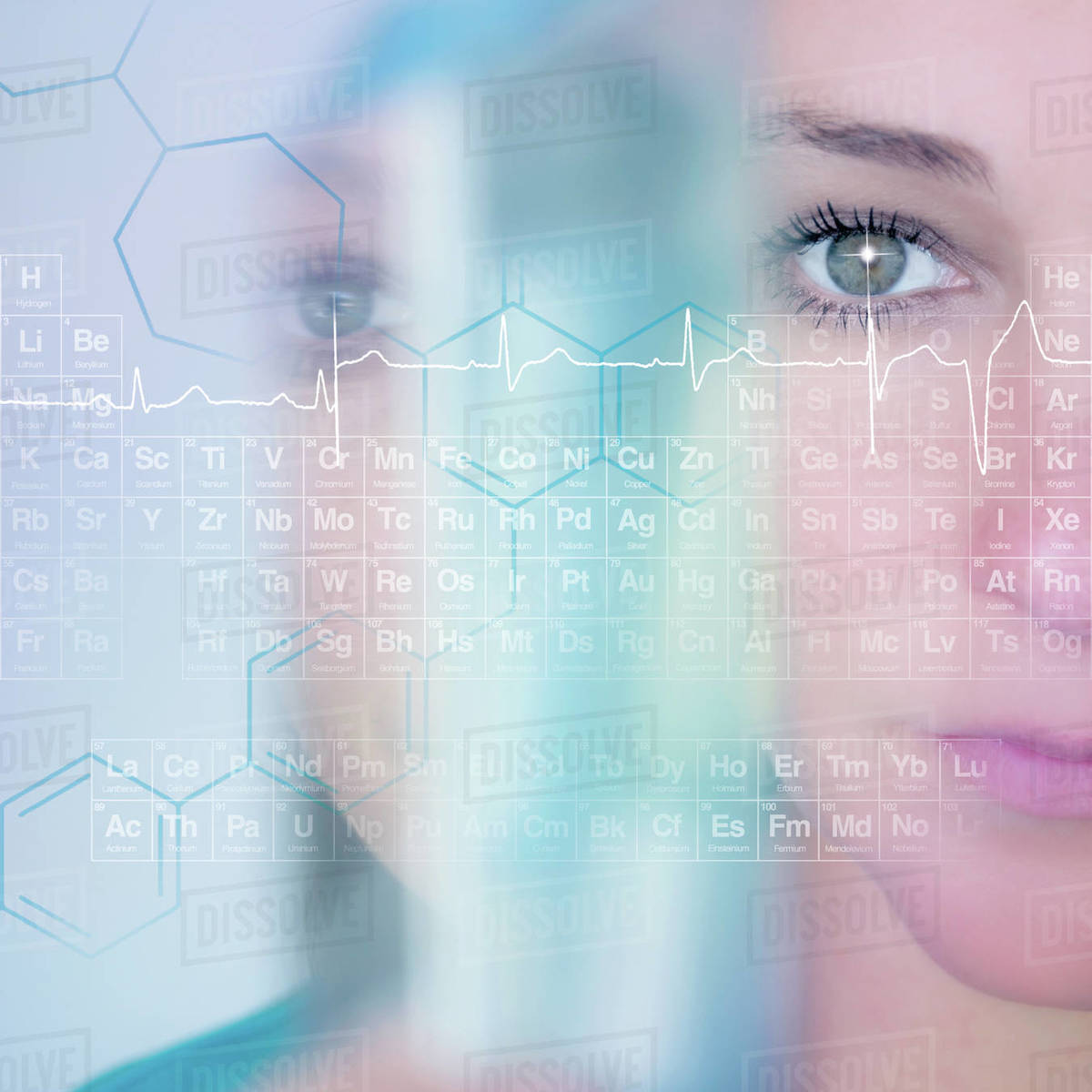 Woman looking at periodic table - Royalty-free Stock Photo | Dissolve