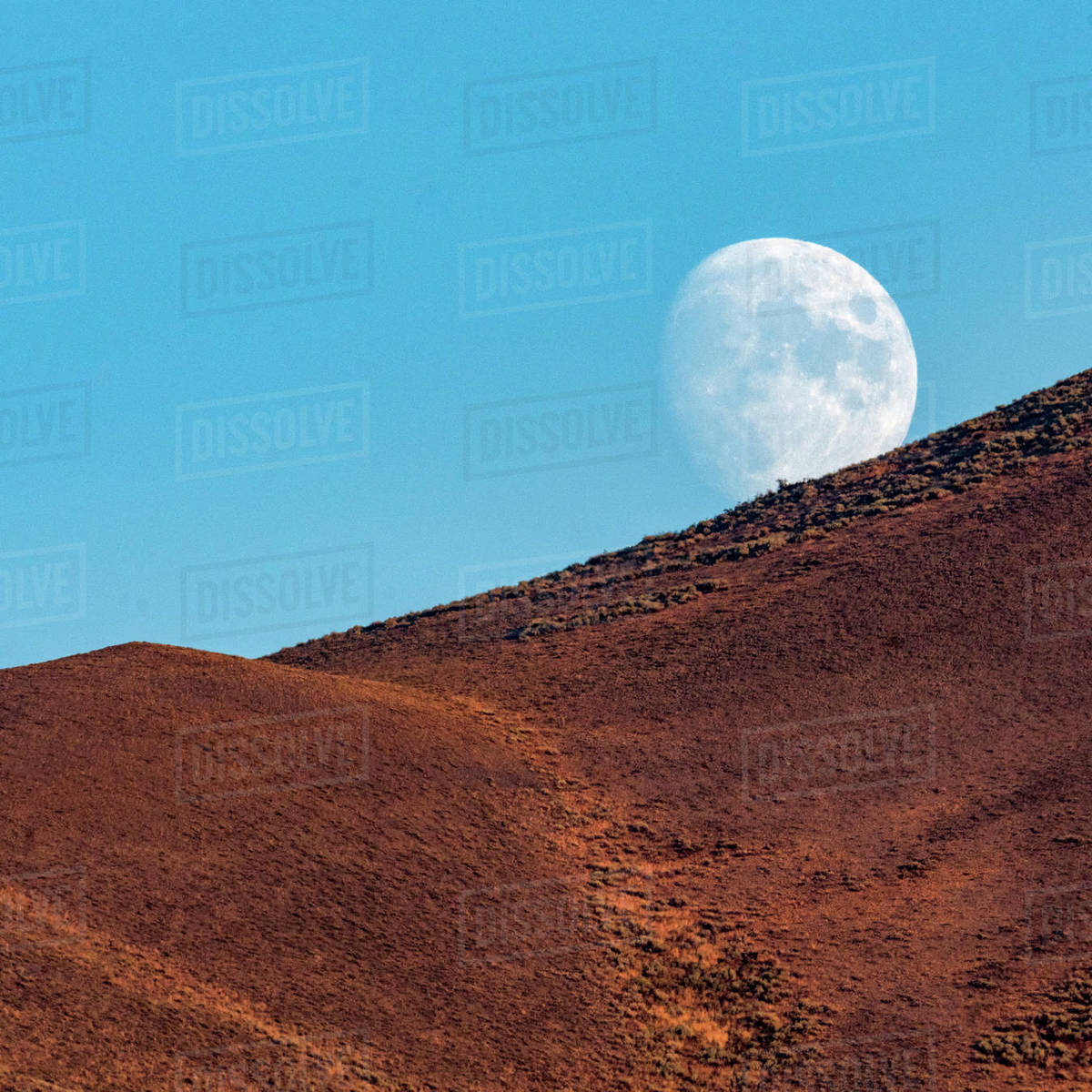 USA, Idaho, Bellevue, Moon over hill - Royalty-free Stock Photo | Dissolve