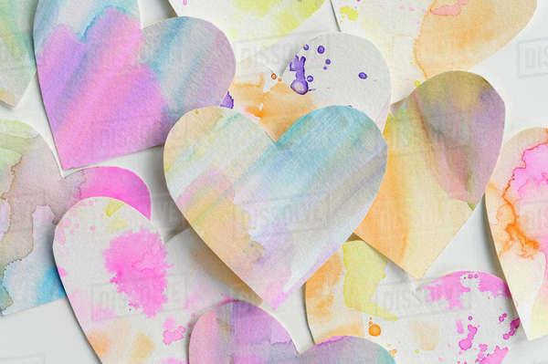 Studio shot of colorful paper hearts - Royalty-free Stock Photo | Dissolve