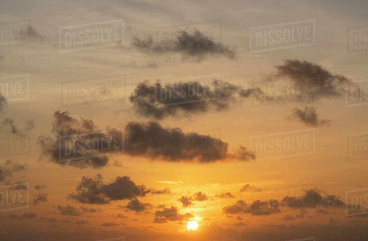 Golden sunrise sky with clouds and sun - Royalty-free Stock Photo ...