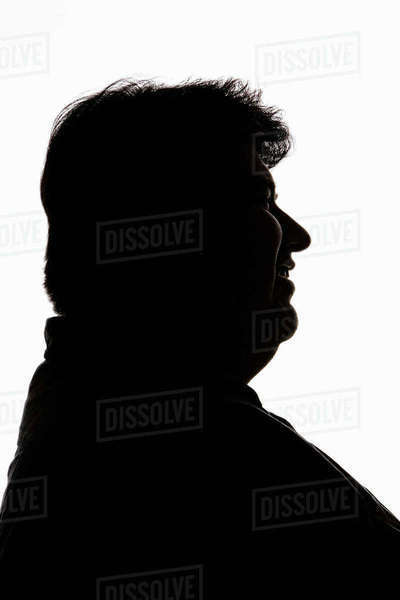 Silouette of man on white background - Stock Photo - Dissolve