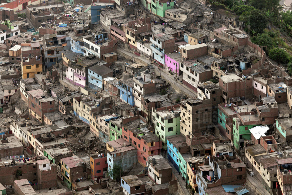 Aerial view to slums district - Royalty-free Stock Photo | Dissolve