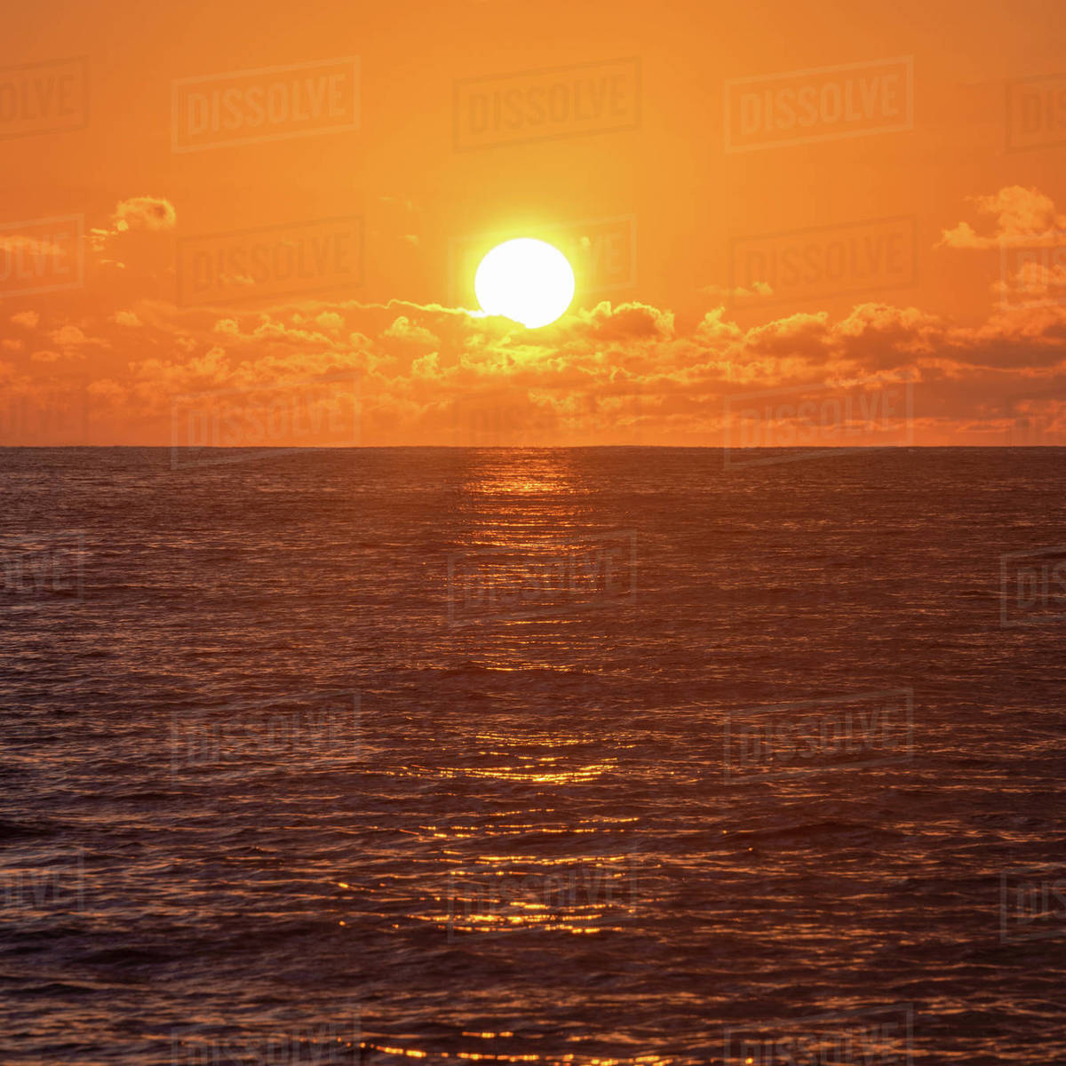 Sun rising above calm ocean - Royalty-free Stock Photo | Dissolve