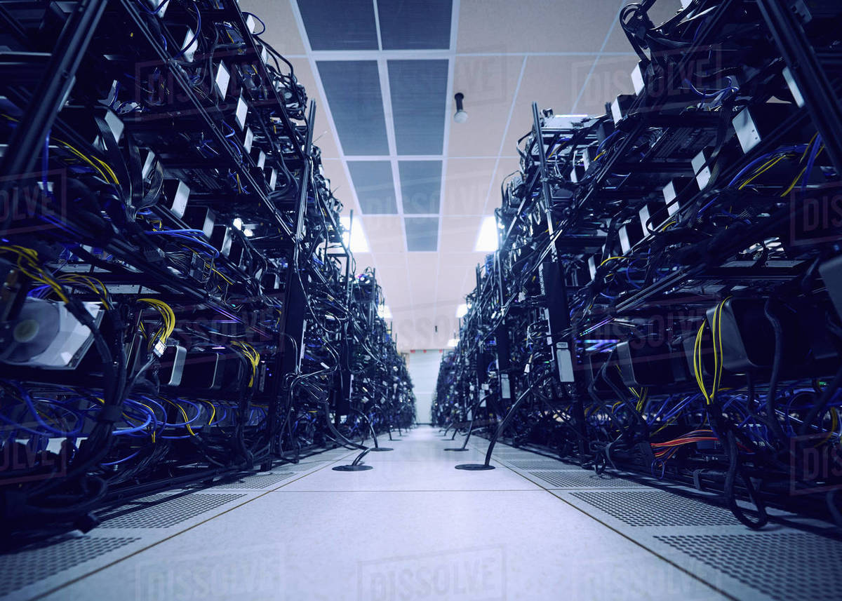 Interior of server room with computer equipment - Stock Photo - Dissolve