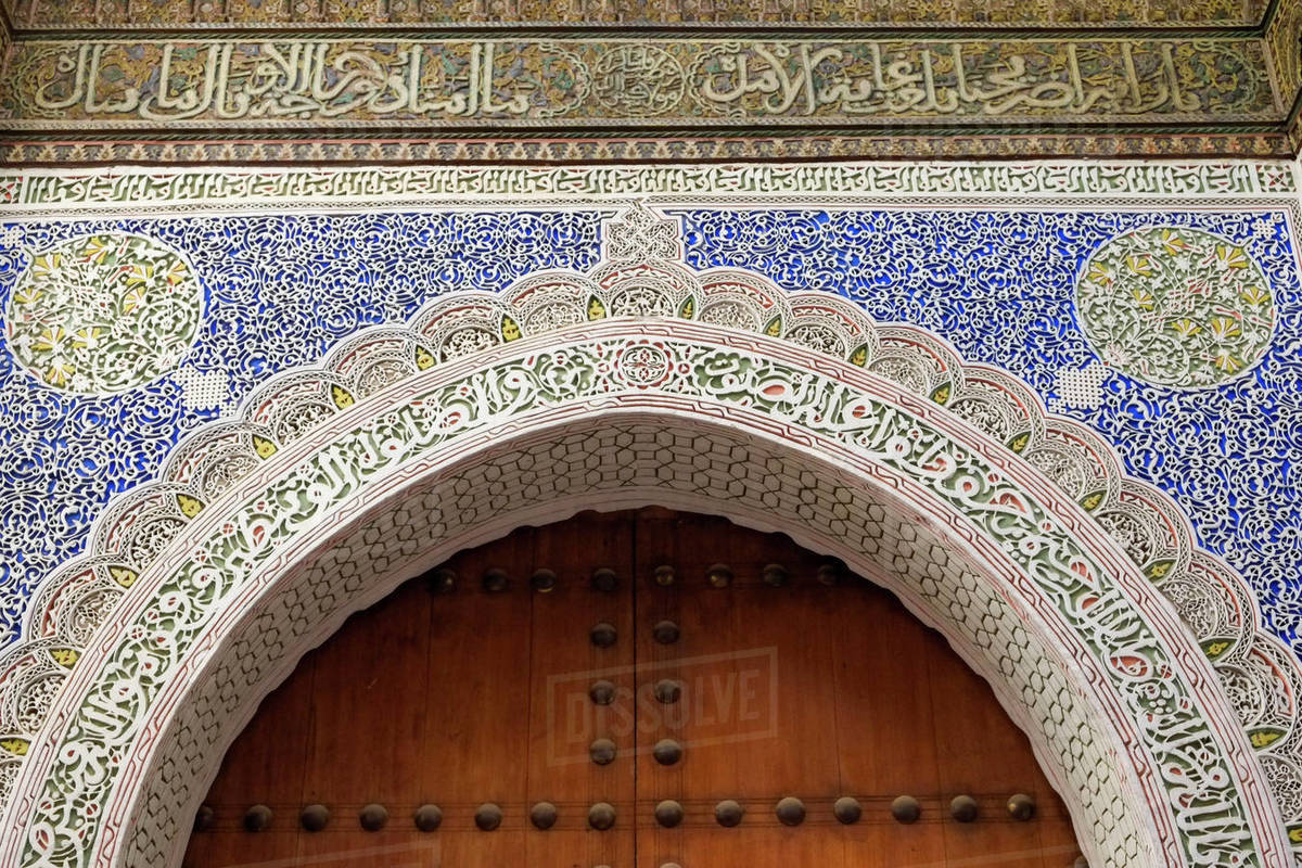 Africa, Morocco, Beautiful hand-carved plaster detail of Moorish design ...