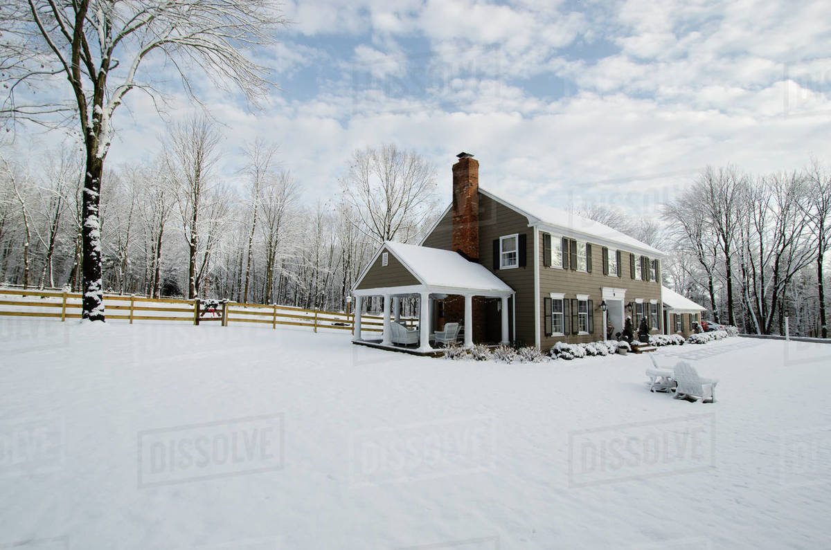 American colonial style house in Winter - Royalty-free Stock Photo ...