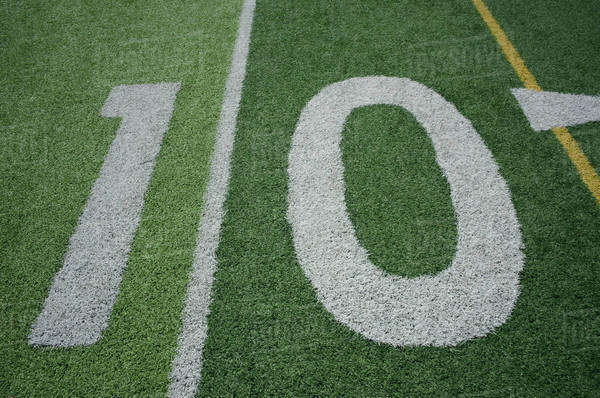 Football field marking of 10 yard line - Royalty-free Stock Photo ...