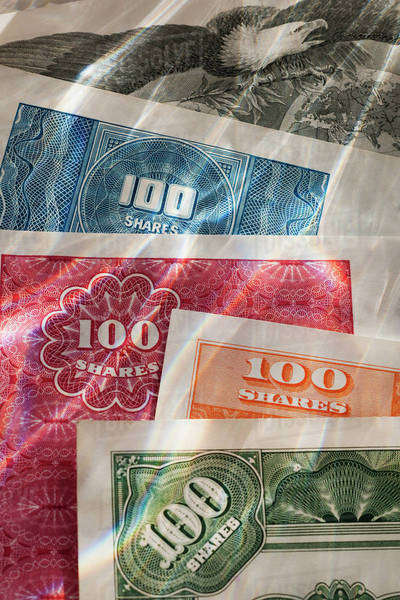 Close up of various stock shares - Stock Photo - Dissolve