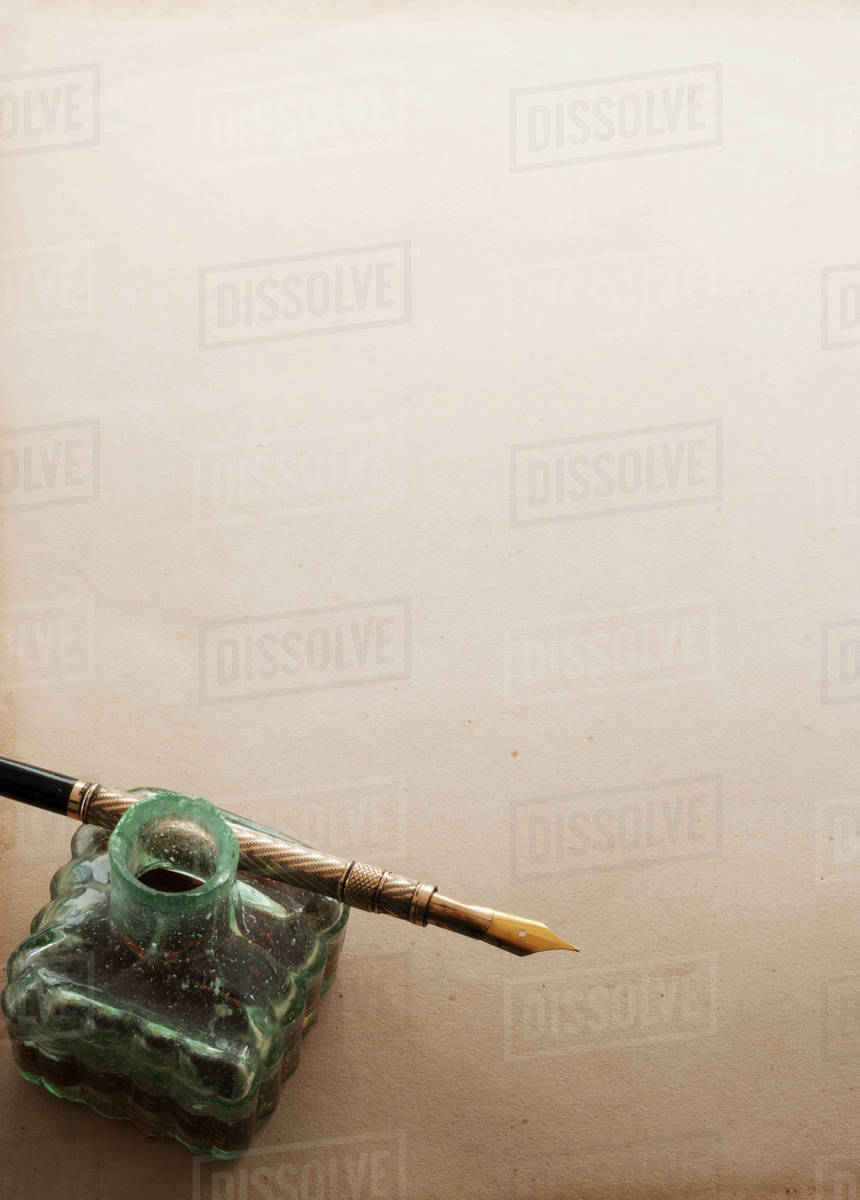 Close up antique ink well and pen - Royalty-free Stock Photo | Dissolve