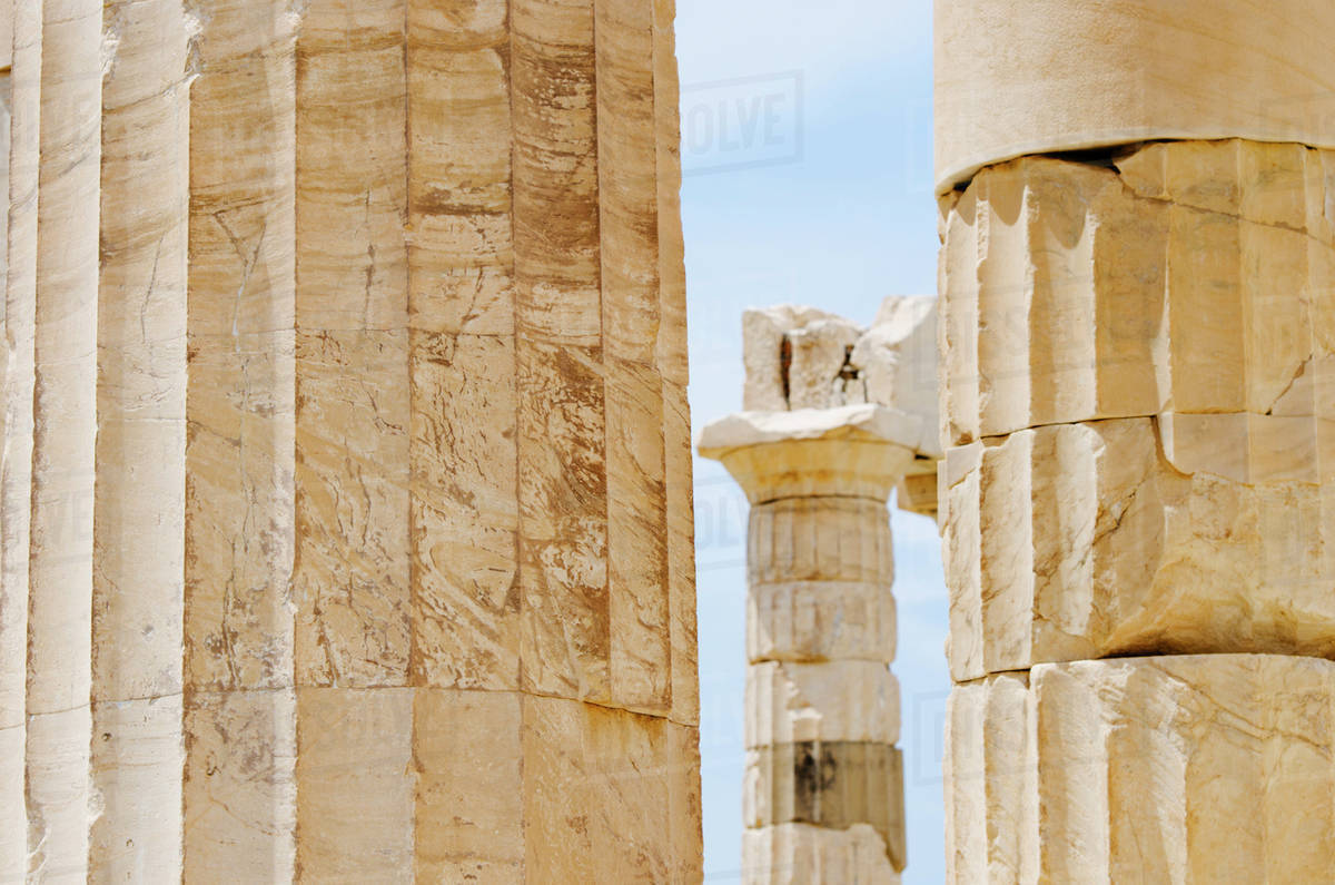 Greece, Athens, Acropolis, Doric columns of Parthenon - Stock Photo ...