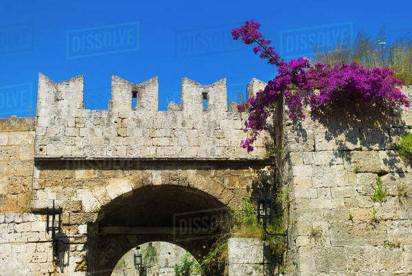 Greece, Rhodes, Medieval fortified wall - Royalty-free Stock Photo ...