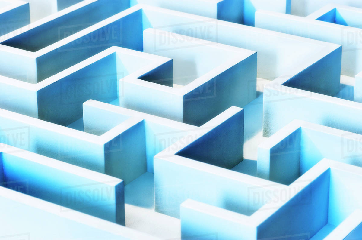 Studio shot of blue maze - Stock Photo - Dissolve