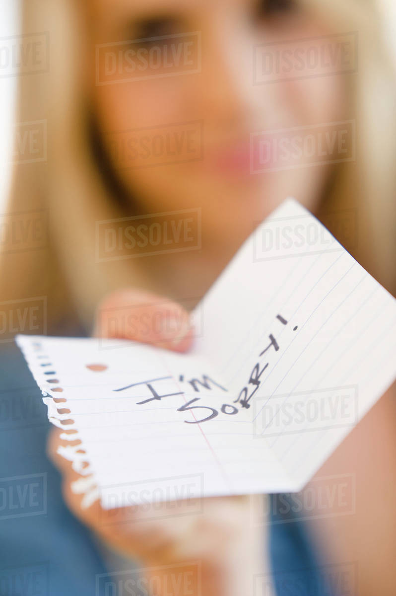 Close up of woman showing apologize message - Royalty-free Stock Photo ...