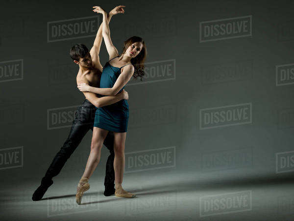 Two young ballet dancers, studio shot - Royalty-free Stock Photo | Dissolve