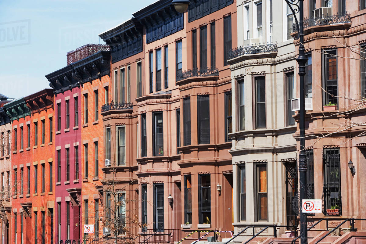 Row of brownstone townhouses - Royalty-free Stock Photo | Dissolve