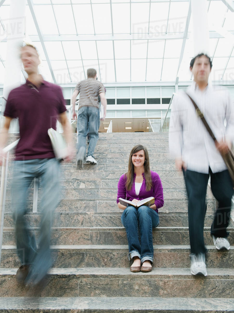 College students on steps in front of library - Royalty-free Stock ...