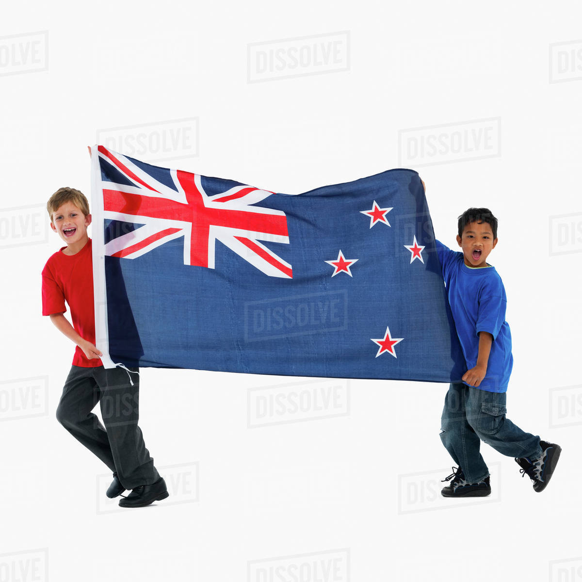 Children carrying flag - Royalty-free Stock Photo | Dissolve