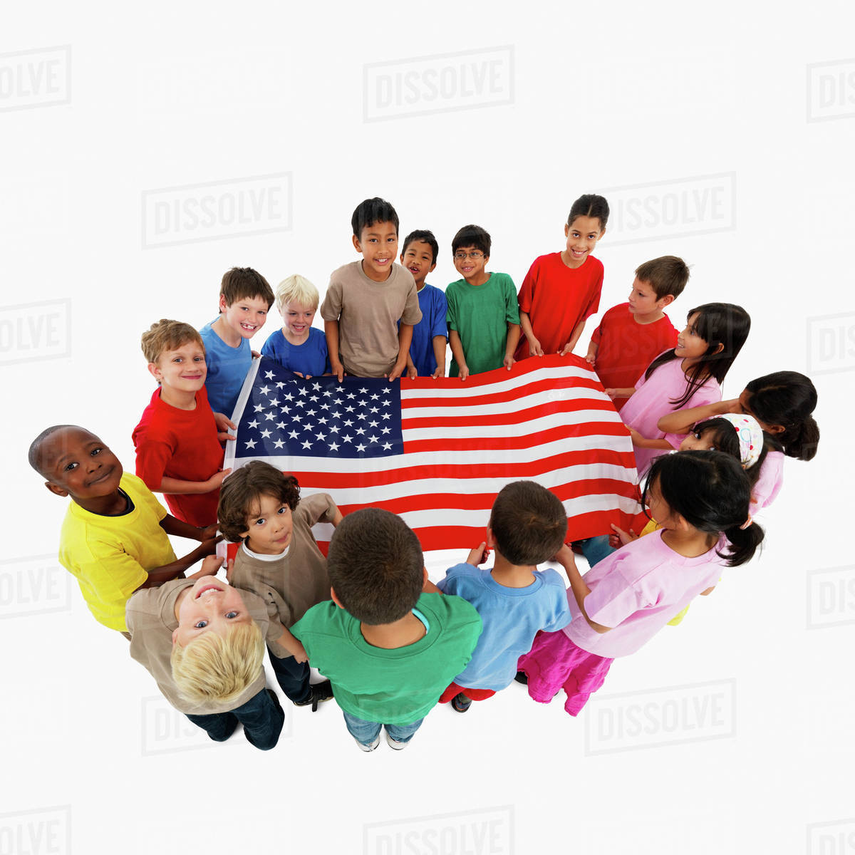 Children holding flag - Royalty-free Stock Photo | Dissolve