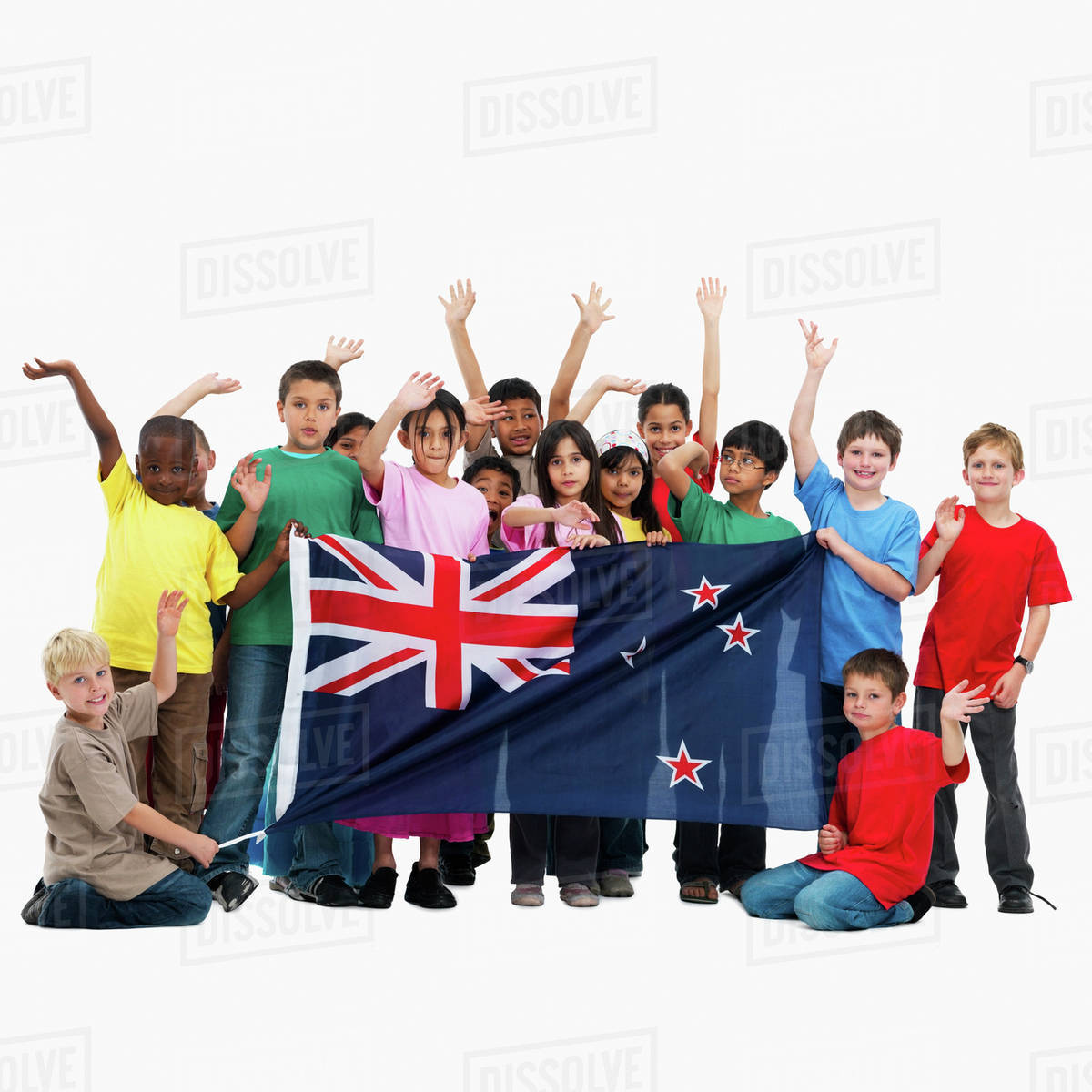 Children holding flag - Royalty-free Stock Photo | Dissolve