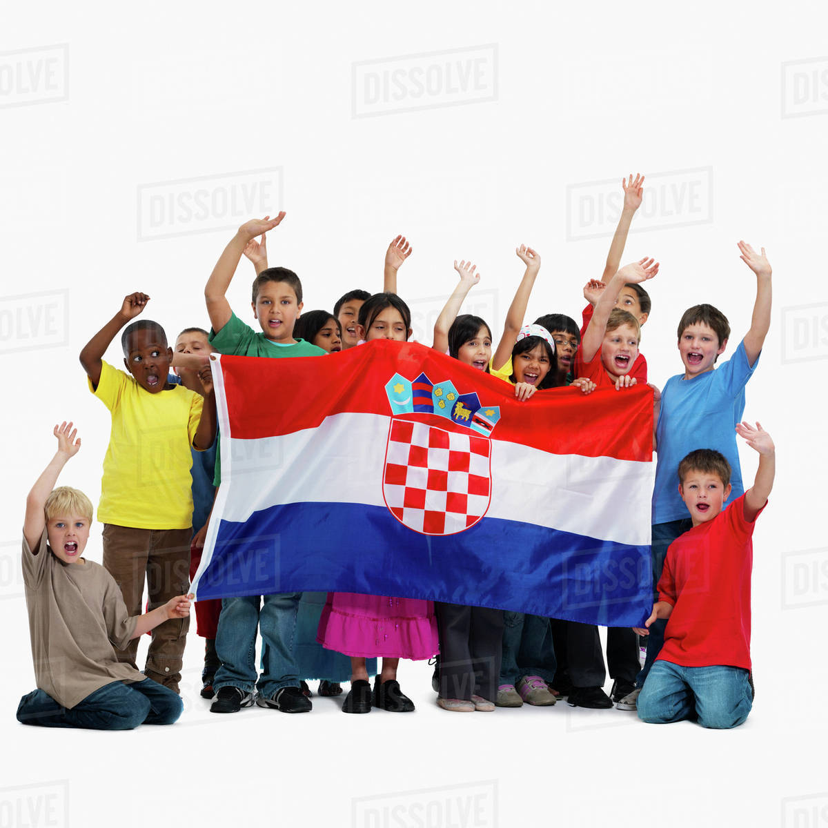 Children holding flag - Royalty-free Stock Photo | Dissolve