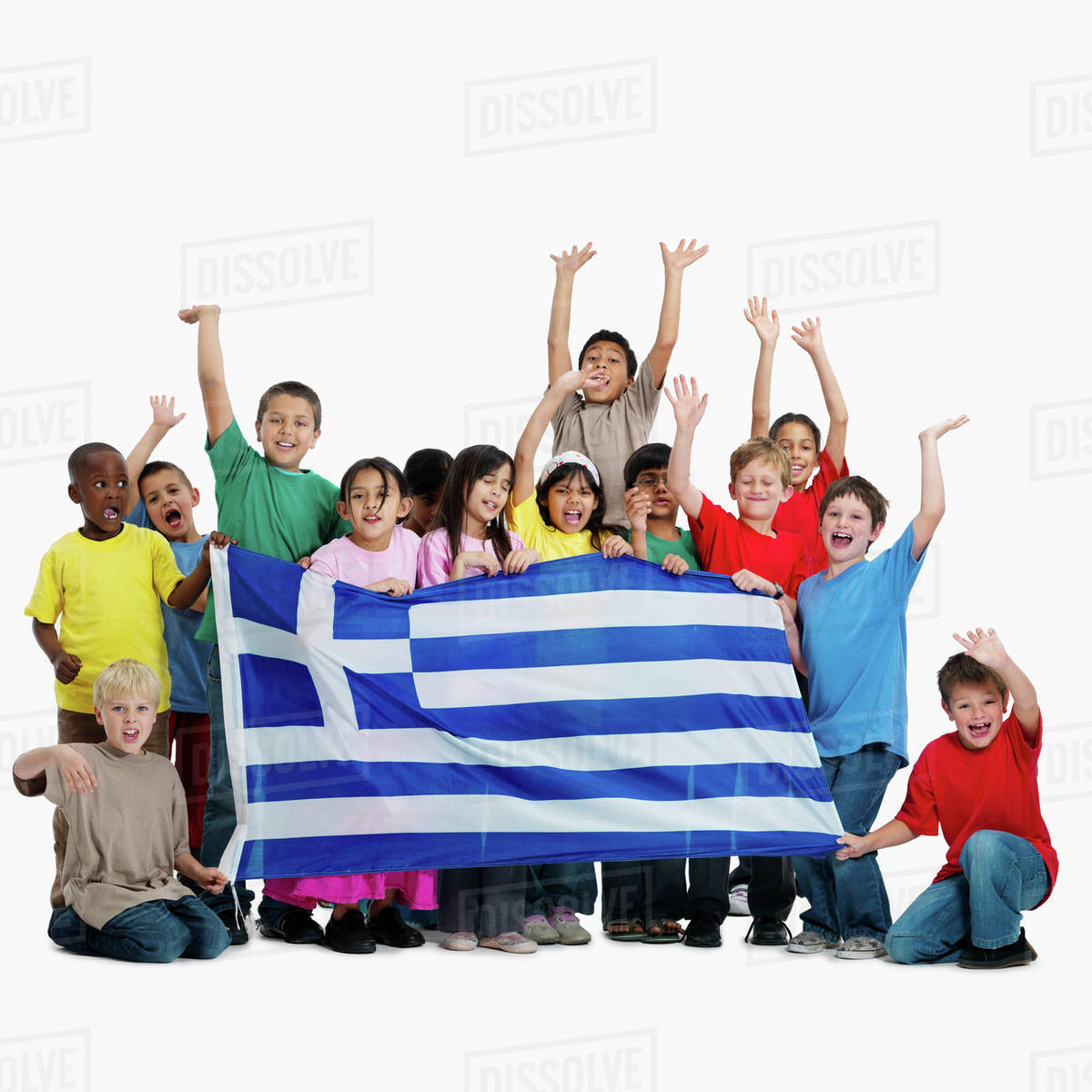 Children holding flag - Royalty-free Stock Photo | Dissolve