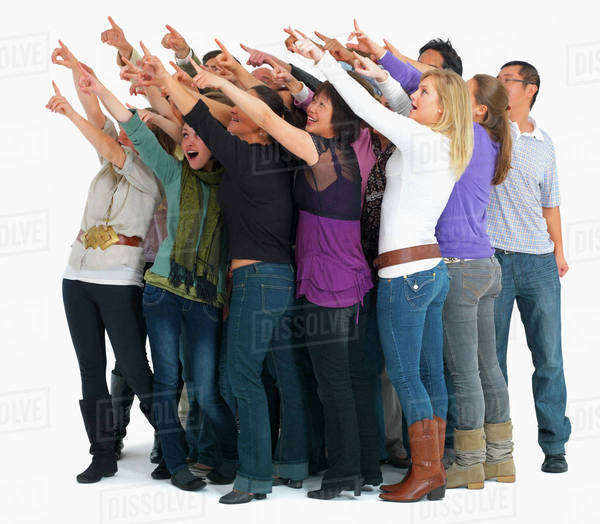 Crowd of people pointing - Stock Photo - Dissolve
