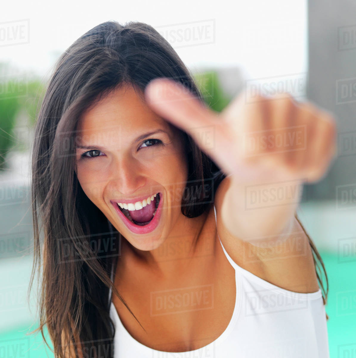 Woman giving thumbs up - Stock Photo - Dissolve