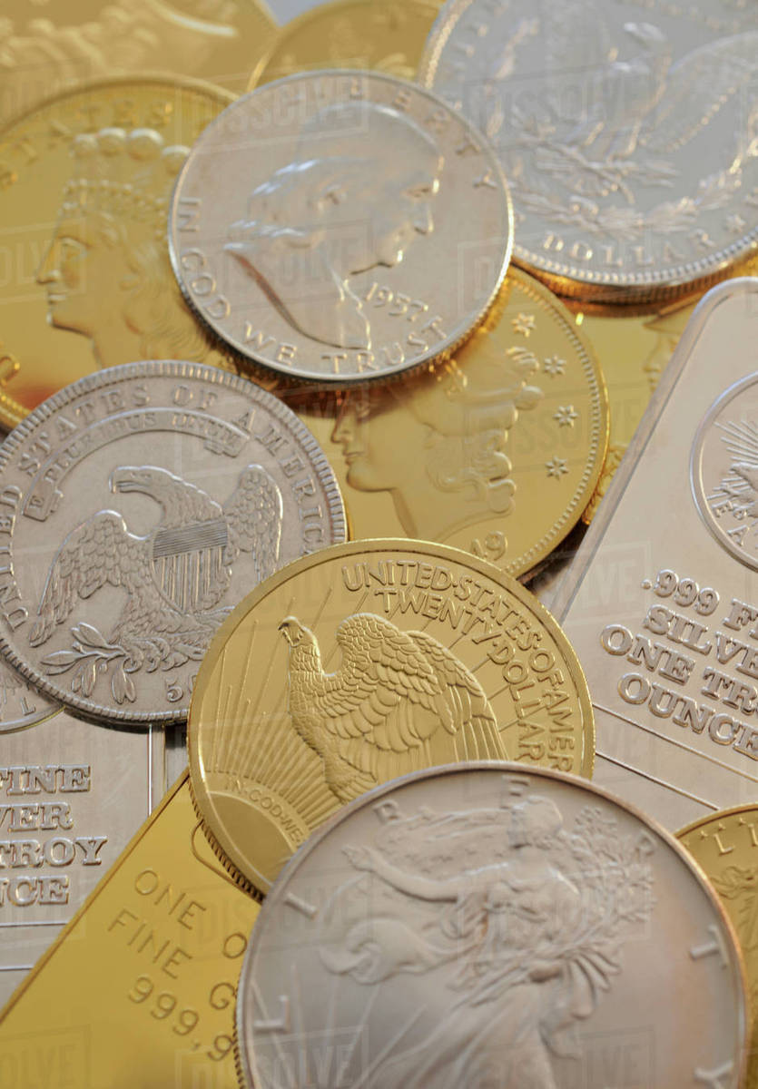 Gold and silver coins - Royalty-free Stock Photo | Dissolve