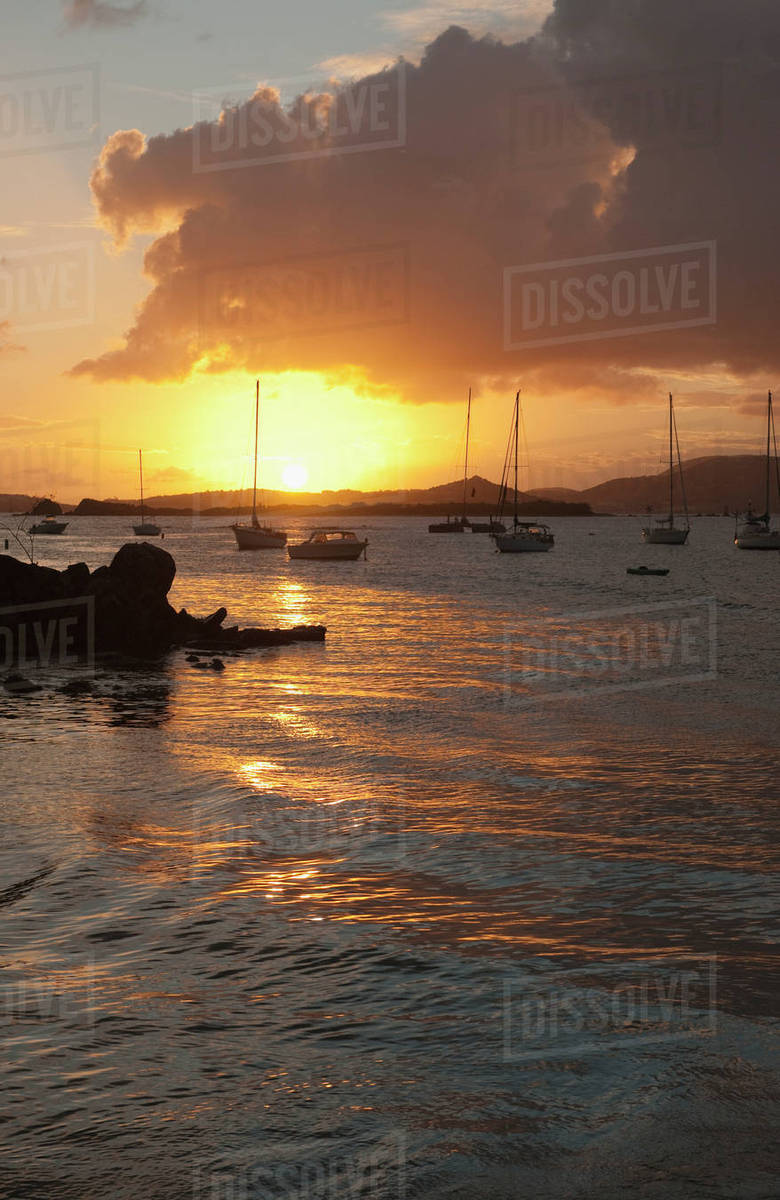 Harbor of St. John at sunset - Stock Photo - Dissolve