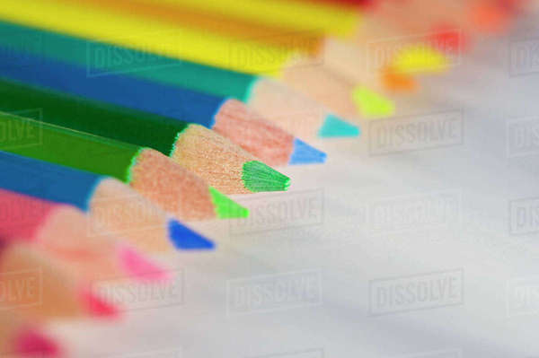 Close up of colored pencil tips - Royalty-free Stock Photo | Dissolve