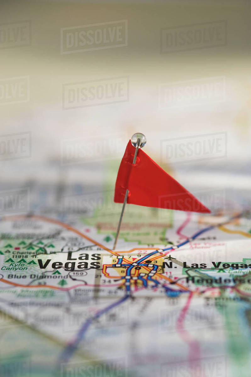 Close up of pin on map location - Royalty-free Stock Photo | Dissolve