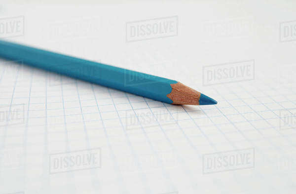 Blue pencil on graph paper, studio shot - Royalty-free Stock Photo ...