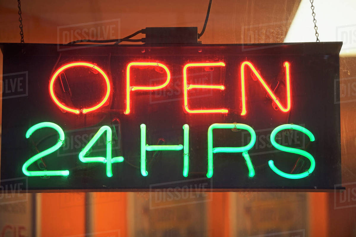 Open 24 hours sign - Royalty-free Stock Photo | Dissolve
