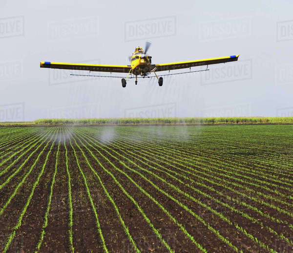 Crop-duster plain over field - Stock Photo - Dissolve