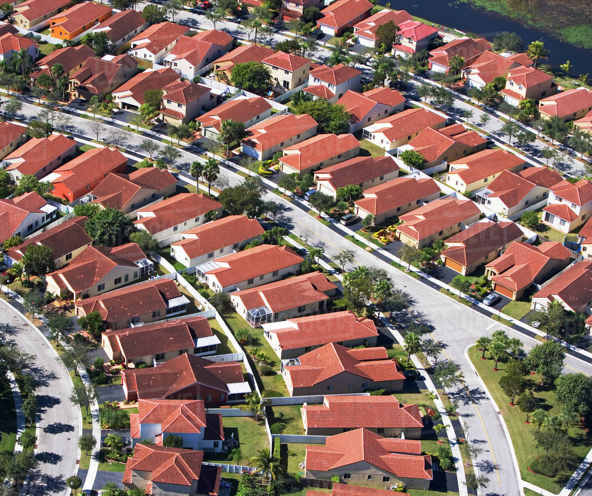 Aerial of housing community - Royalty-free Stock Photo | Dissolve