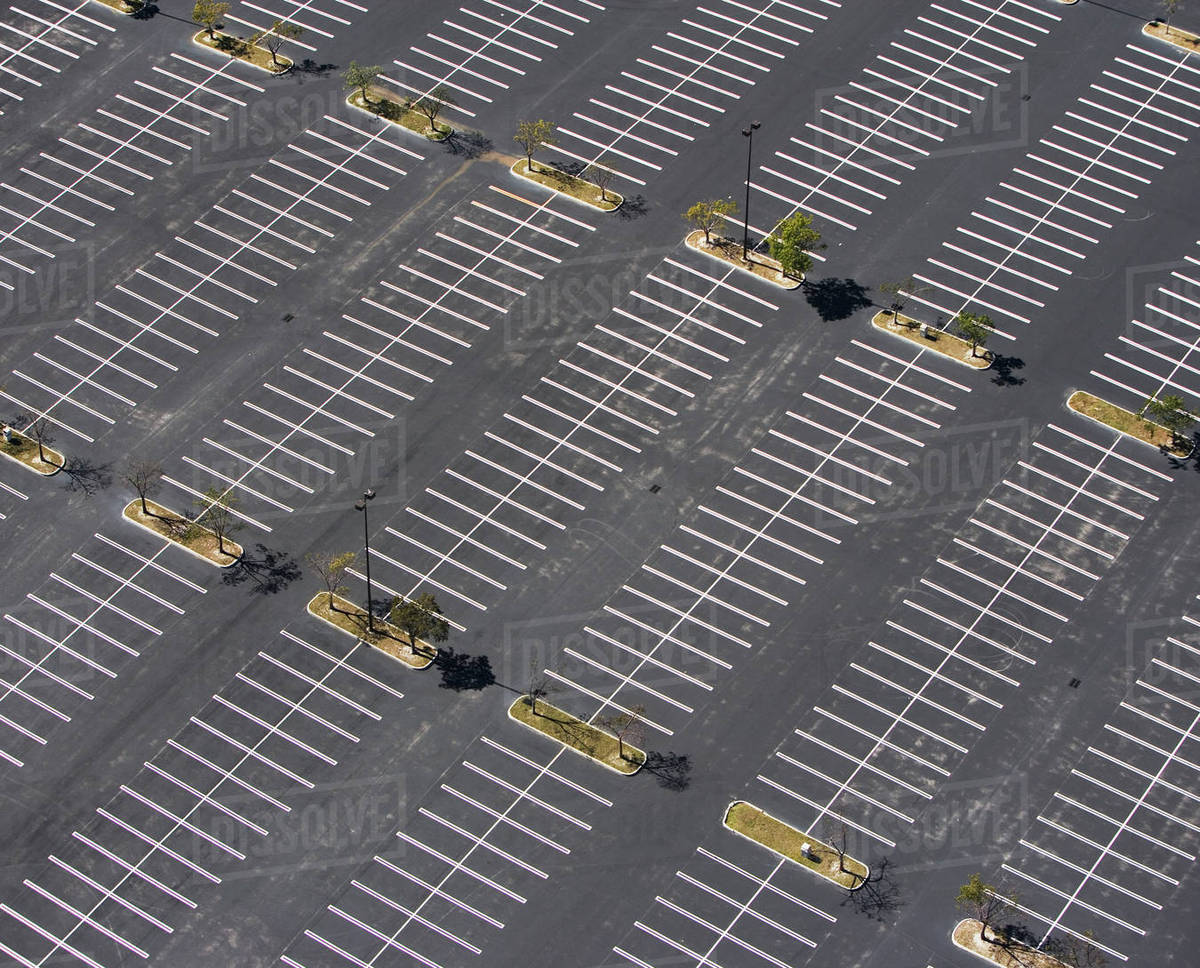Aerial view of parking lot, spaces - Royalty-free Stock Photo | Dissolve