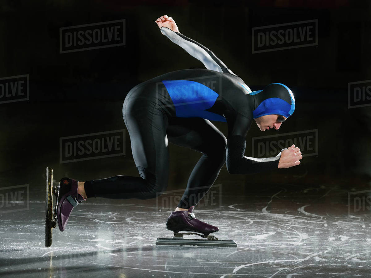 Male speed skater on ice - Stock Photo - Dissolve