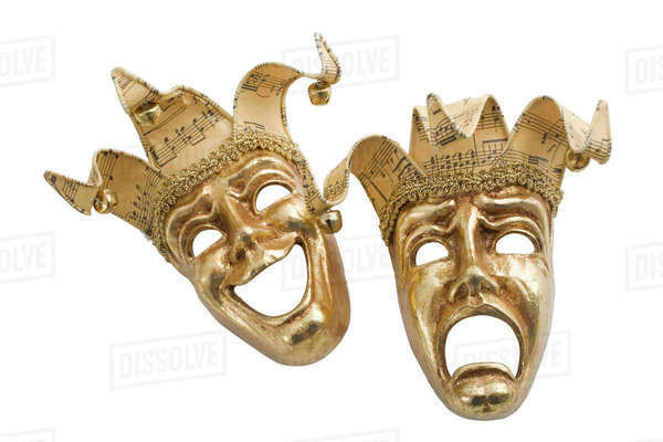 Gold comedy and tragedy masks - Royalty-free Stock Photo | Dissolve