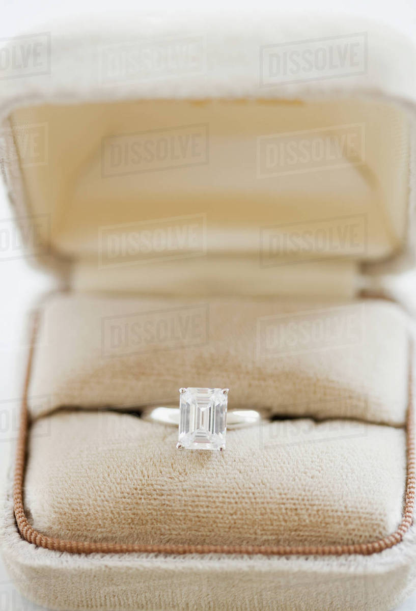 Close up of diamond engagement ring in box - Royalty-free Stock Photo ...
