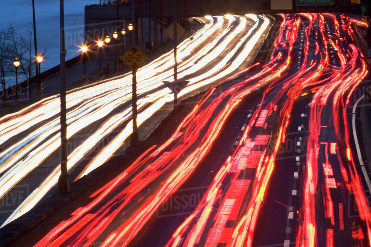 Blurred motion shot of traffic on large highway - Royalty-free Stock ...